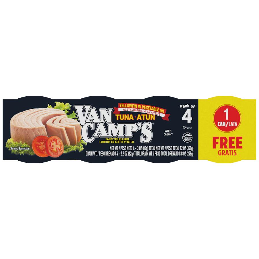 Solid Light Yellowfin Tuna in Oil | Van Camp's Seafood